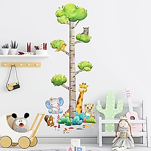 HaoFuJi Height Growth Chart for Kids Wall Stickers Animal Jungle Giraffe Owl Wall Decals Measure Stickers Children's Baby Boy Girl Kid Nursery Bedroom Playroom Wall Decor Toddler Wall Art Gift