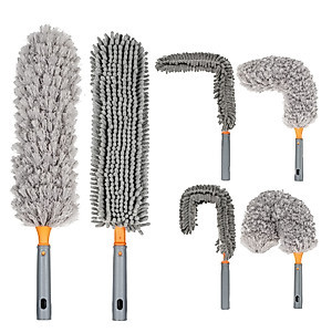 eazer Dusting Attachments 3-Piece kit for eazer Extension Pole or by Hand, Including Microfiber Feather Duster, Chenille Cleaning Duster, Triangle Duster, for Dust Cleaning (Pole Sold Separately)