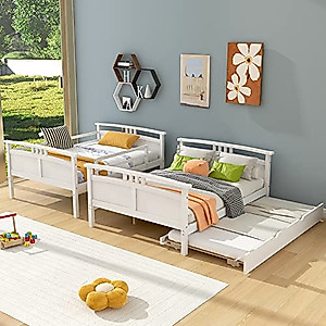 Lifeand Full-Over-Full Bunk Bed with Twin Size Trundle,Separable Bunk Bed for Bedroom,White