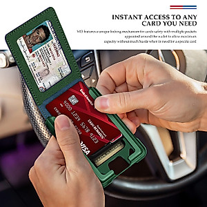 MURADIN Mens Wallet Tactical Bifold Wallets for Men Metal RFID Blocking Aluminum Money Cards Holder Gifts for Men (Saffiano Green)