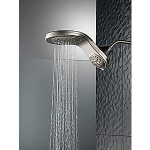 DELTA FAUCET 58581-SS25-PK HydroRain H2Okinetic 5-Setting Two-in-One Shower Head Combo, 2.5 GPM Water Flow, Stainless