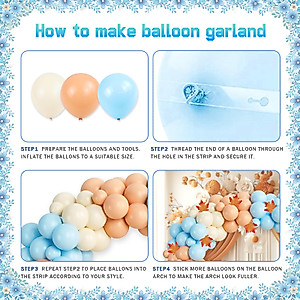 Fiesec Little Pumpkin Baby Shower Decorations for Boy, Thanksgiving Fall Baby Shower Backdrop Balloon Garland Maple Leaf Banner Tablecloth Box Cutout Cake Cupcake Topper Sash Blue Orange 173 PCs