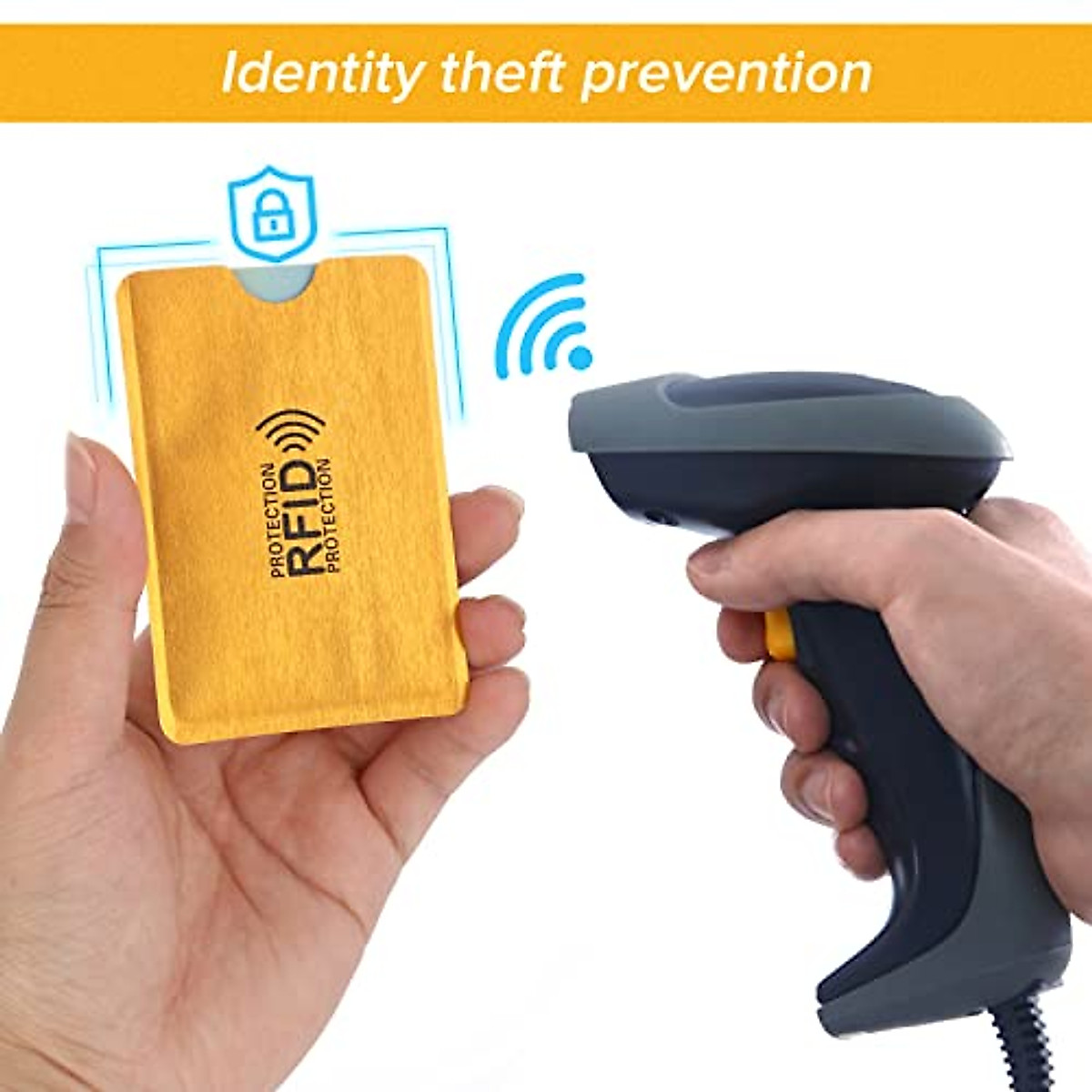 TIESOME RFID Card Holder, 10 pcs RFID Blocking Sleeves Waterproof Credit Card Sleeves Set RFID Identity Card Protector Secure Sleeve Portable Durable RFID Card Sleeves for Women Men Wallet(gold)