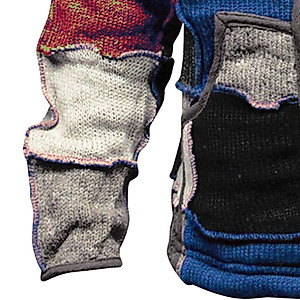 Men's Full Zip Knitted Hood Cardigan Color Block Knit Hoodies Sweater Long Sleeved Patchwork Sweatshirt Knitwear (Black,Large)