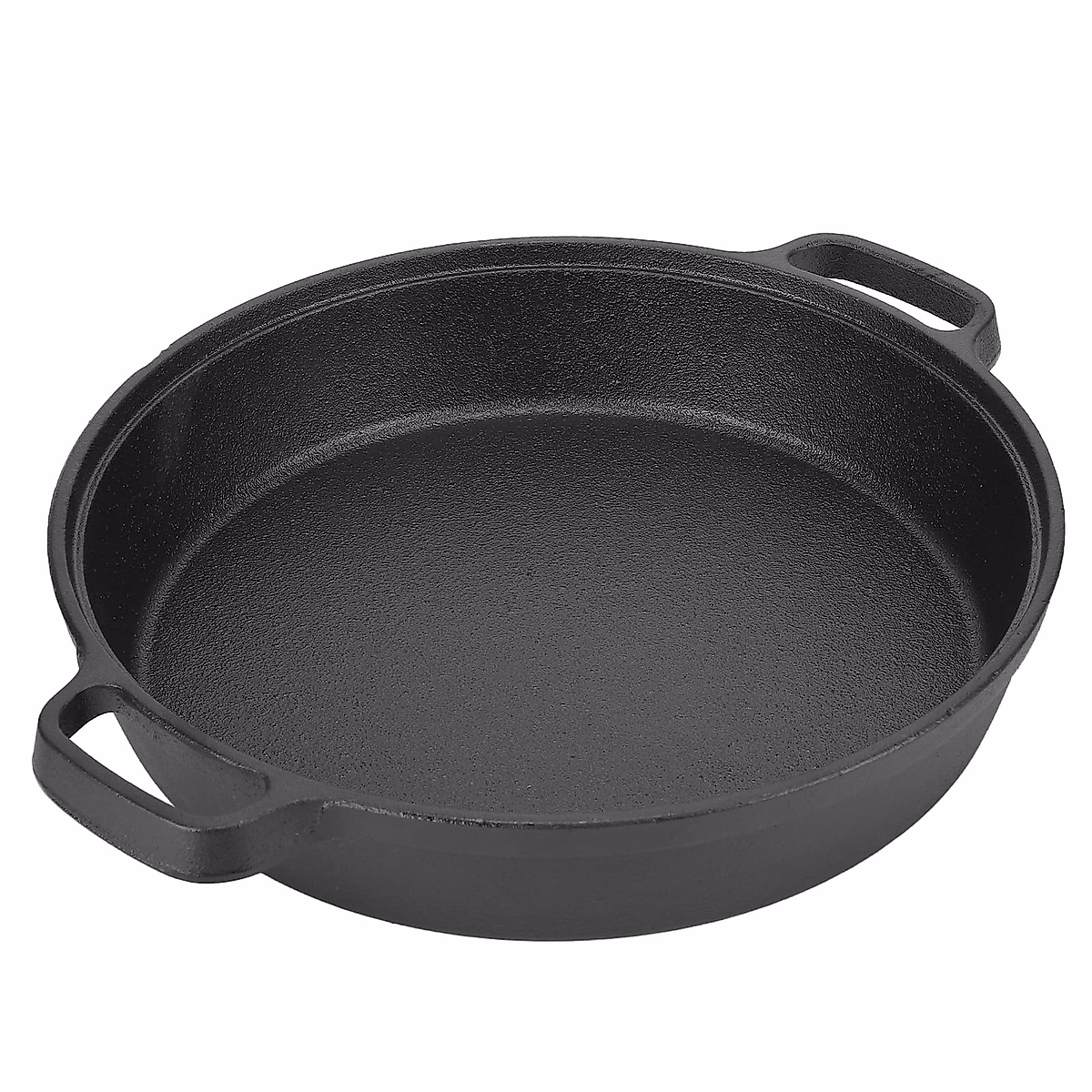 Cast Iron Skillet with 2 Handle, Non Stick Heat Resistant Frying Pan 25cm Rounde Mini Flat Bottomed Camping Skillet Cooking Cookware for Cooking Egg Steak