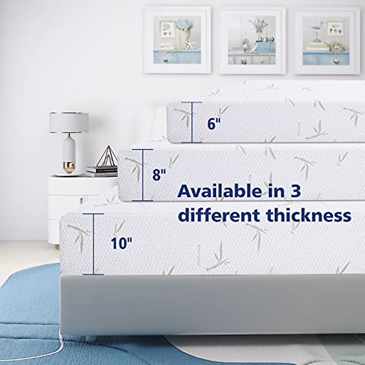 VANCIKI 8 Inch Twin XL Mattress, Cool Gel Memory Foam Mattresses with Bamboo Pattern Cover Breathable Pressure Relieve Bed Mattress in a Box, CertiPUR-US Certified, Made in USA