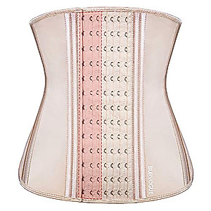 Burvogue Waist Trainer for Weight Loss-Women Trimmer Slimmer Belt Latex Corset Cincher Body Shaper (Beige18-steel Bones&Extension buckle, XXXL(Waist 37.7"-39.5"))