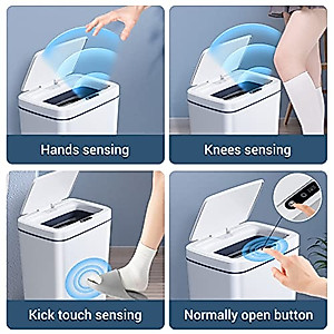 EFFUN Automatic Trash Can, 4.2 Gallon Motion Trash Can Touchless, Smart Hands Free Trash Can, Waterproof Narrow Trash Can with Lid for Bedroom, Bathroom, Kitchen, Office, Living Room (Bright White)