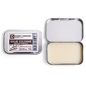 Duke Cannon Solid Cologne - Old Glory Premium Concentrated Cologne Balm, Fresh Tobacco, Amber, and Leather Scent, 1.5 oz. Travel Tin