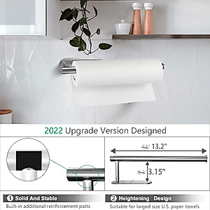 Paper Towel Holder Under Cabinet, Adhesive Paper Towel Holders Wall Mount, SUS 304 Stainless Steel Silver