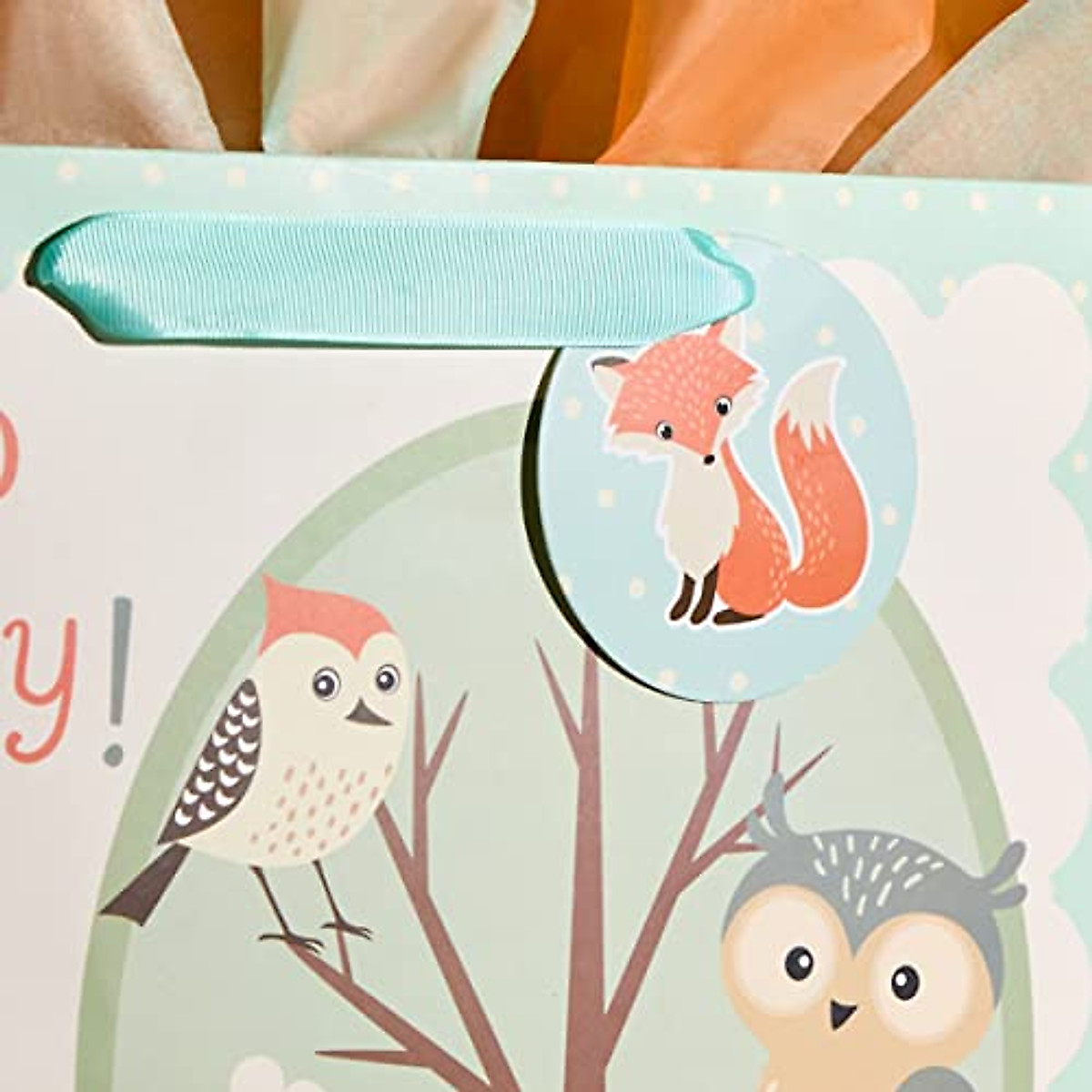 SUNCOLOR 16.5" Extra Large Gift Bags for Baby Shower with Tissue Paper(2 Pack, Hello Baby!)