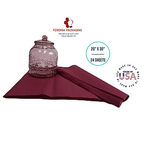 Burgundy Tissue Paper Squares, Bulk 24 Sheets, Premium Gift Wrap and Art Supplies for Birthdays, Holidays, or Presents by Feronia packaging, Large 20 Inch x 30 Inch