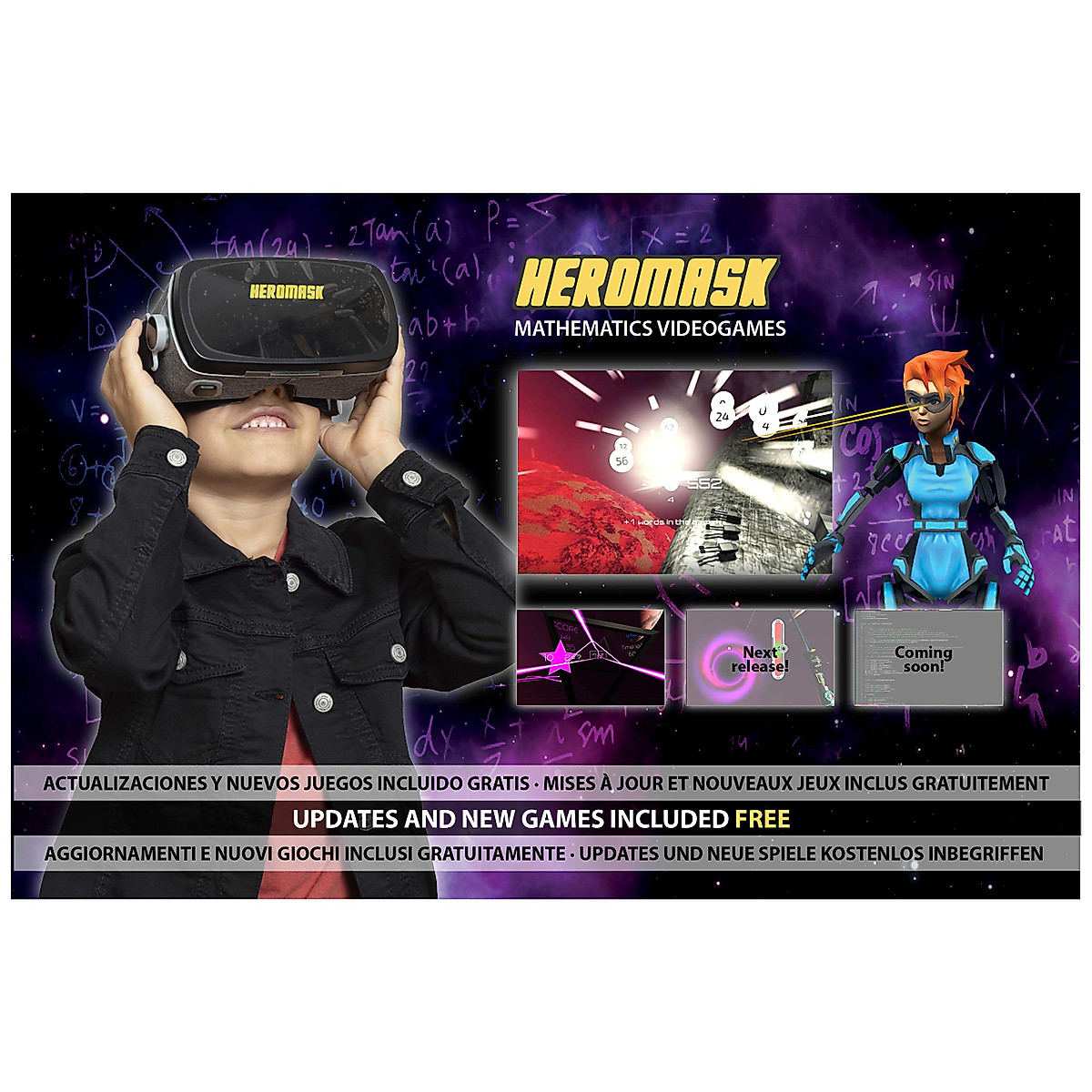 VR Headset + Math Games[multiplication subtraction etc] Virtual Games: Gift for Boys & Girls. Cool Educational Toys for Kids ages 5 6 7 8 onwards. Virtual Reality Learning Resources Grade 1 2 3 4 to 8