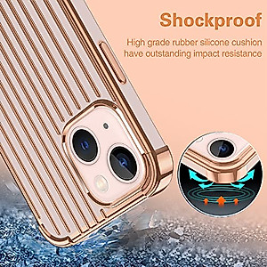 PTUONIU Kickstand Case Compatible with iPhone 13 Case, [2 Ways Stand] Slim Soft Anti-Scratch Full-Body Shockproof Protective Case for iPhone 13 Phone Case - Rose Gold