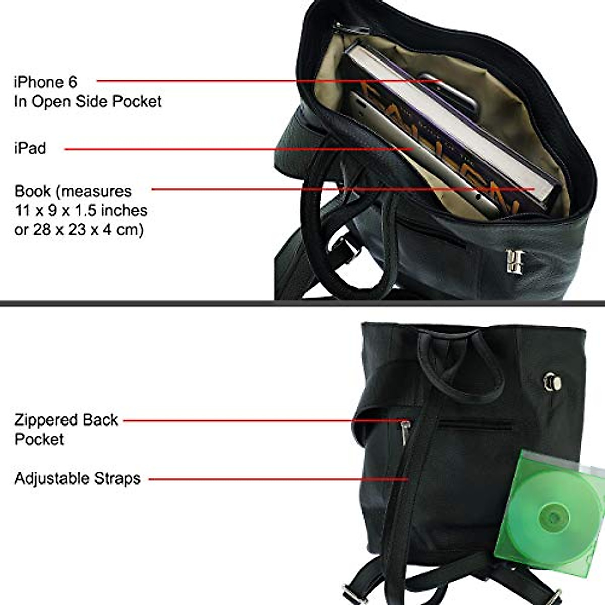 Fioretta Italian Genuine Leather Top Handle Backpack Purse Shoulder Bag Handbag For Women