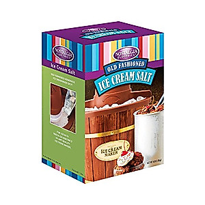 Nostalgia Electric Ice Cream Maker - Old Fashioned Soft Serve Ice Cream Machine Makes Frozen Yogurt or Gelato in Minutes - Fun Kitchen Appliance - Vintage Wooden Style - Dark Wood - 6 Quart and Nostalgia ice Cream Rock Salt, 4lb, Tub