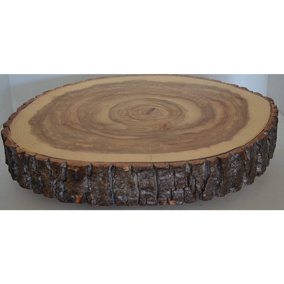 Log Slice Slab for Cake Stand, Cutting Board, Food Serving or Center Piece With Bark