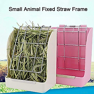 DishyKooker 1pcs White Hay Feeder Hay Rack Rabbit Grass and Food Double Use Rabbit Feeder Hay Food Bin Feeder Non-Toxic BPA Free Ideal Hay Feeder for Guinea Pigs, Chinchillas and Hamsters