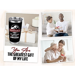 OASSIE Father's Day Gifts For Dad from Daughter Son - Saurus Papa 20 oz Stainless Steel Insulated Coffee Tumbler with Lid - Fathers Day Christmas Birthday Gifts For Dad Father Papa, Cool Stuff for Men