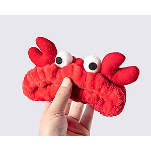 GK-O Creative Face Wash Hair Band Cute Cartoon Crab Headband Cute Funny Hair Hoop (Red)