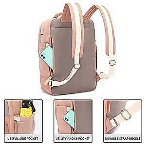 KeKour Laptop Backpack for Women,14 Inch Work Laptop Bag with USB Port Travel Computer College Casual Daypack for Weekender (Pink)