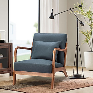 Esright Modern Accent Chairs for Living Room, Mid Century Modern Living Room Bedroom Reading Comfy Lounge Chairs, Small Side Armchair for Bedrooms in Blue