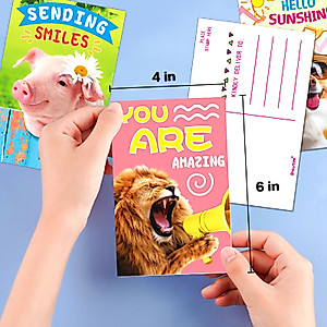 Funny Animal Postcards 58 Pack Unique Greeting Cards Thinking of You Missing You Note Cards 4x6 Postcards Gifts for Kids, Students, Friends, Teacher Adorable Kid Postcards