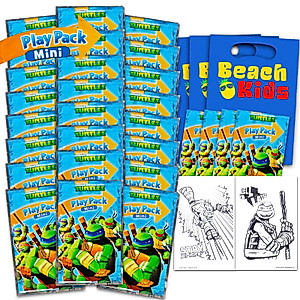 Kemolpo Teenage Mutant Ninja Turtles Mini Party Favors Set for Kids - Bundle with 24 Mini TMNT Play Packs with Coloring Pages, Stickers and More (Ninja Turtles Birthday Party Supplies)
