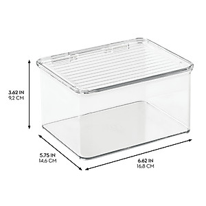 iDesign Recycled Plastic Pantry and Kitchen Storage, Freezer and Fridge Organizer Lidded Bin – 6.75” x 5.75” x 3.75”, Clear