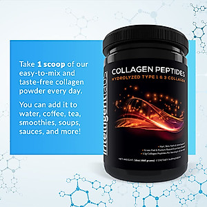 Intelligent Labs Hydrolyzed Type 1 and 3 Collagen Peptides Powder, 100% Cruelty-Free and Grass-Fed Bovine, Supports Healthy Hair, Skin, Nails & Joints, 11g per Serving, 41 Servings a Bottle