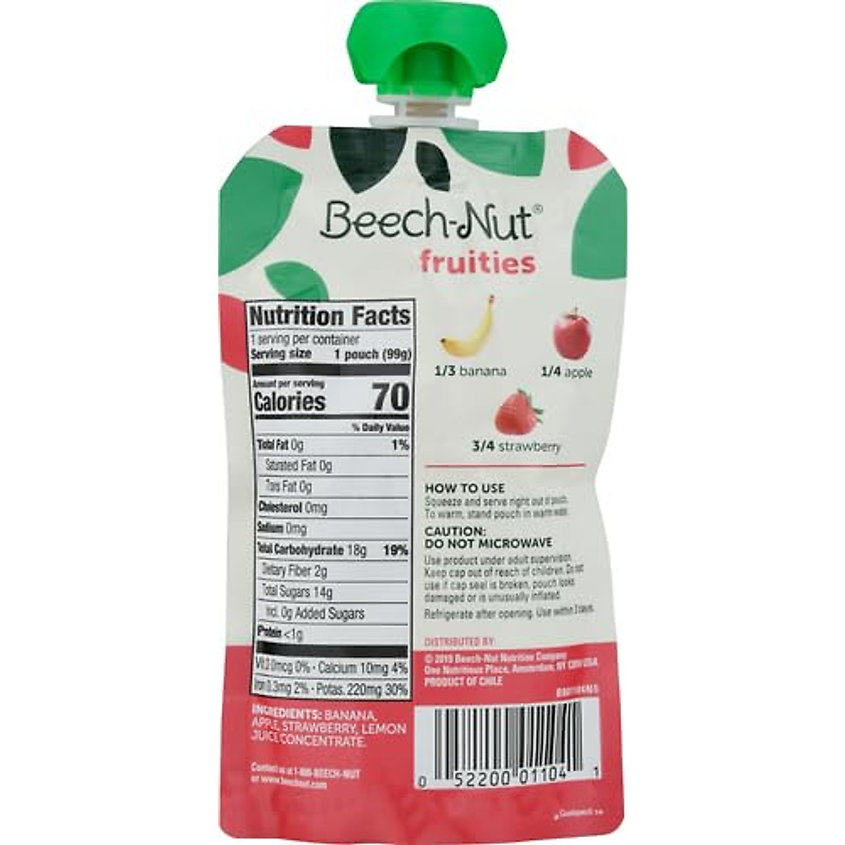 Beech-Nut Fruities Stage 2 Baby Food, Banana Apple & Strawberry, 3.5 oz Pouch