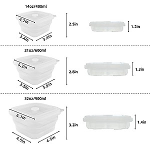 KVK Silicone Collapsible Food Storage Containers with Silicone Airtight Lids BPA Free - Stacking Small Storage Containers for Snacks Fruits Microwave Freezer Safe - 14oz 6pcs Clear&Pastel Green