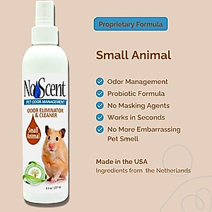 No Scent Small Animal Cage Cleaner for Hamster, Guinea Pig, Rabbit Pet Odor Spray for Urine, Poop & Stains (2 Fl Oz / 59 mL)