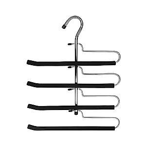 Pants Hangers, HAIZLUOP 2pcs Metal Space Saving Magic Hangers, 4 Layers (Black)