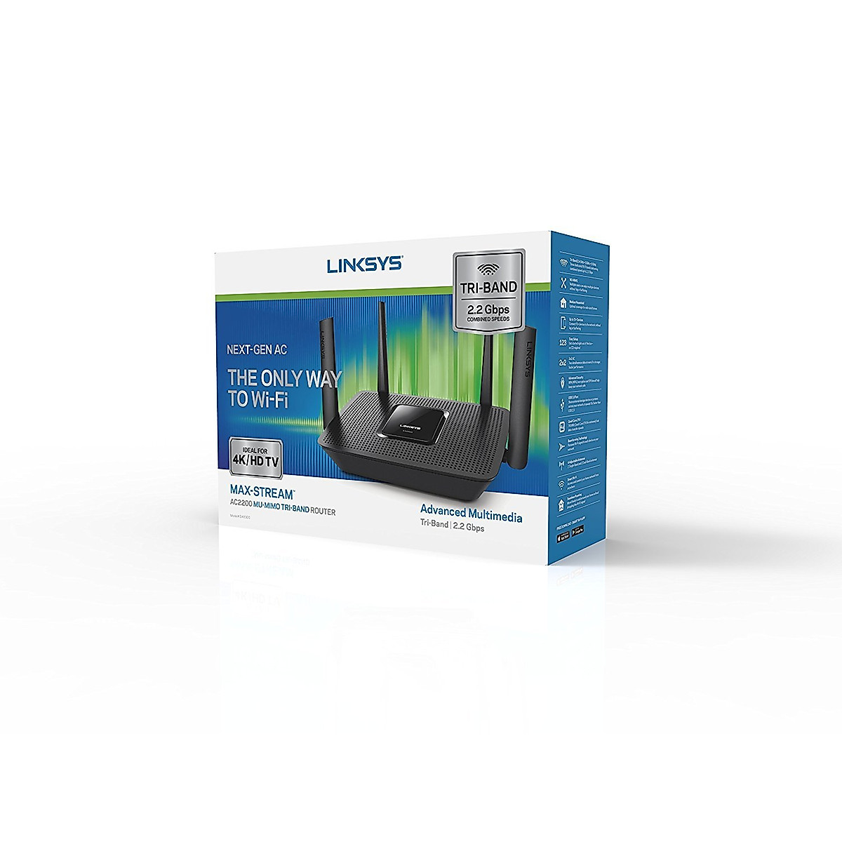 Linksys - Max-Stream AC2200 Tri-Band Wi-Fi Router (EA8300) Black - New (Renewed)
