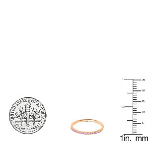 Dazzlingrock Collection 10K Round Pink Sapphire Ladies Anniversary Wedding Band Stackable Ring, Rose Gold, Size 7