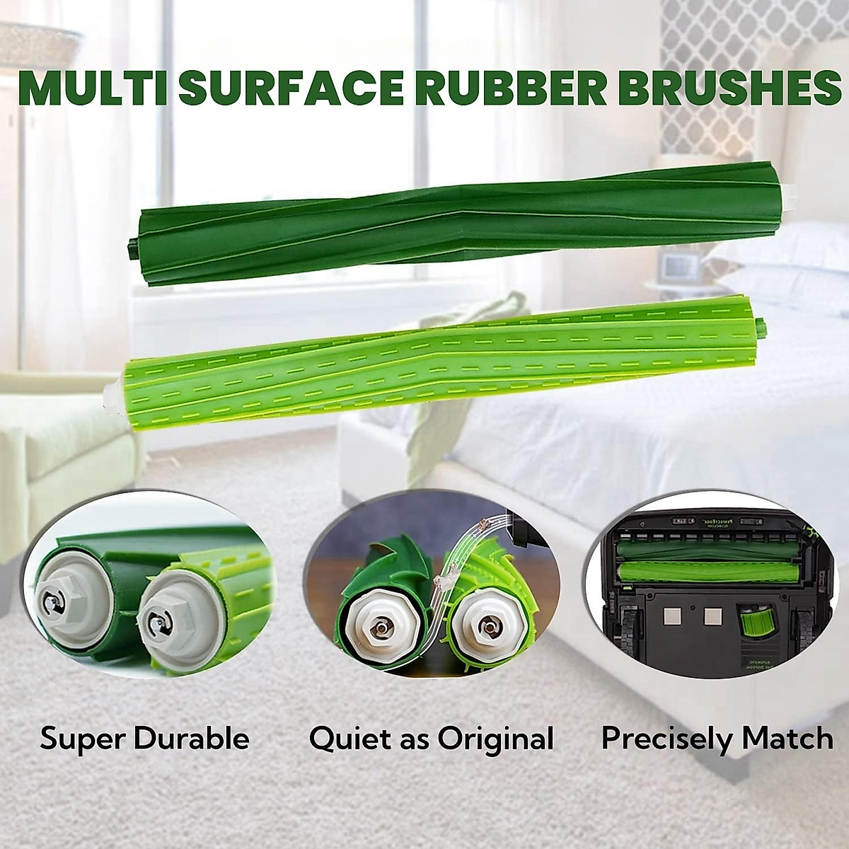 Replacement Parts for iRobot Roomba s9 (9150) s9+ s9 plus (9550) S-Series Vacuum Cleaner 24 Pack, 2 Pack of Multi-Surface Rubber Roller Brushes, 6 Filters, 6 Side Brushes, 6 Dust Bags and 2 Tools