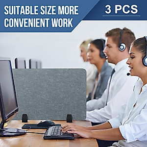 Yaomiao 3 Pcs Acoustic Desk Divider Soundproof Desk Privacy Panel Freestanding Desk Partitions Sound Absorbing for Students Office Reduce Noise Visual Distractions (47.3 x 16", 24 x 16", Light Gray)