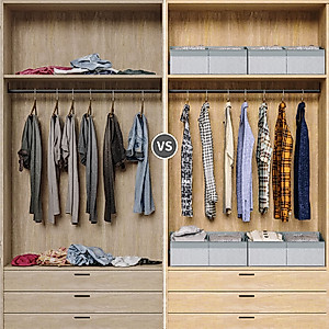 DIMJ Trapezoid Storage Bins, 3 Packs Closet Baskets, Foldable Fabric Baskets for Clothes, Baby Toiletry, Toys, Towel, DVD, Book Blended and Gray