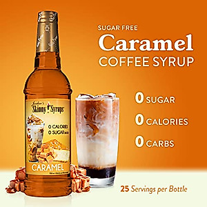 Jordan's Skinny Syrups Sugar Free Coffee Syrup, Caramel Flavor Drink Mix, Zero Calorie Flavoring for Chai Latte, Protein Shake, Food, Gluten Free, Keto Friendly, 25.4 Fl Oz, 1 Pack