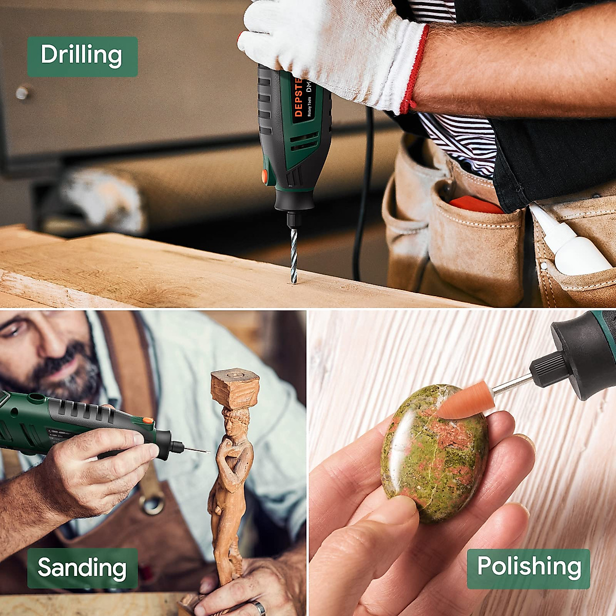 DEPSTECH Rotary Tool Accessories Kit, 420Pcs Accessory Set, 1/8"(3.2mm) Diameter Shanks, Universal Kit Fits All Tool for Carving, Sanding, Cutting, Drilling, Grinding, Cleaning and Polishing- AT420