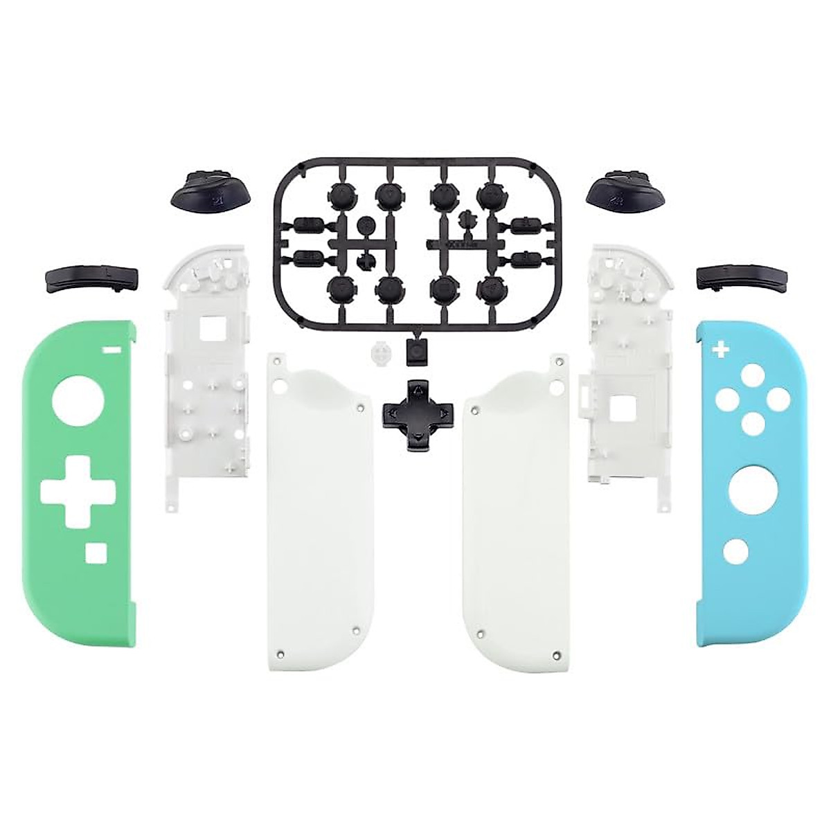 eXtremeRate Mint Green & Heaven Blue DIY Housing (D-Pad Version) with Full Buttons for Joycon Handheld Controller, Replacement Shell for Nintendo Switch & Switch OLED [Only The Shell, NOT The Joycon]