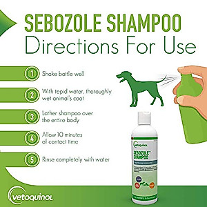 Vetoquinol Sebozole Pet Shampoo with Miconazole Nitrate 2% and Chloroxylenol 1%, 16oz
