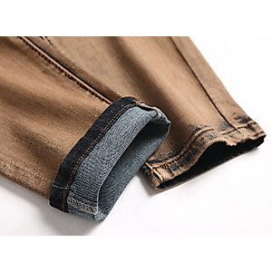 JUNBAOSS Men's Ripped Jeans Slim Fit Stretch Jeans for Men, Distressed Straight Leg Fashion Comfort Flex Waist Skinny Denim Jean Pants