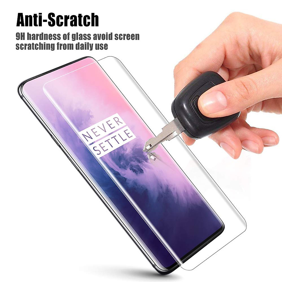 Alinsea Screen Protector for OnePlus 7 Pro/7T Pro Tempered Glass [Full Adhesive] [Fingerprint Sensor Compatible][3D Glass] Screen Protector for OnePlus 7 Pro/7T Pro
