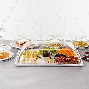 Restaurantware Cater Tek 21 Inch Polycarbonate Plate Cover 1 Shatterproof Dish Cover - Dishwashable For 21 Inch Plates Clear Plastic Tray Cover Flap Handle Design Endures Up To 210F