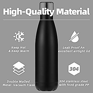 Olerd 17oz Smart Coffee Thermoses, Insulated Stainless Steel Water Bottle with LCD Touch Screen, Keep Hot Or Cold, Car Portable Travel Tea Coffee Vacuum Cup, Great for Travel, Picnic& Camping(Black)