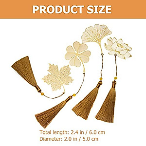 LUOZZY 4Pcs Hollow Bookmark Book Metal Bookmarks Tassels Bookmark Adornment Bookmarks for Students Supplies