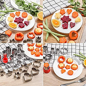 Oneleaf Stainless Steel Cutter Shapes Set,20pcs,Vegetable,Fruit,Mini Pie,Doughnut/Donut,Sandwich,Biscuits,Cookie Metal Easter Fun Cutter Model,For Baking&Decorative Food,Kids,Christmas Holiday Party…