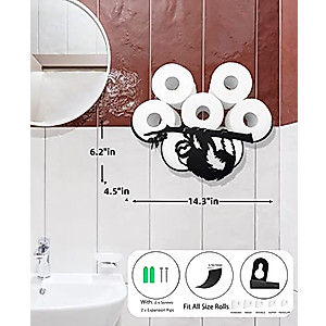 Metal Sloth Wall Toilet Paper Storage,Animal Decorative Metal Paper Holders,Black Toilet Tissue Holder,Cute Toilet Paper Storage for Bathrooms,Wall Toilet Paper Organizer Hold Extra 8 Rolls
